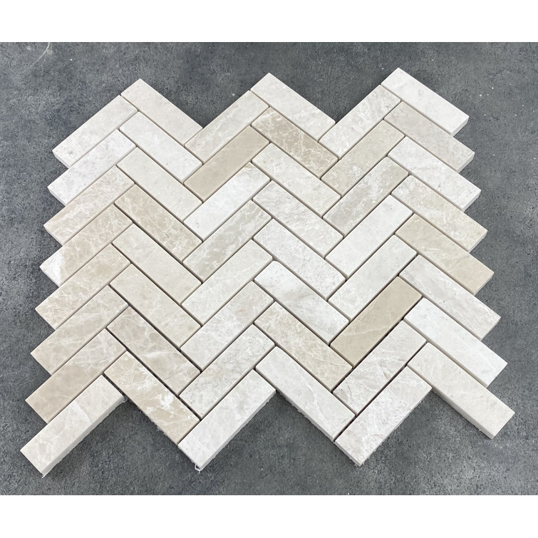 Miletos Stone Collection Vanilla Beige Herringbone - Wayfair Canada
